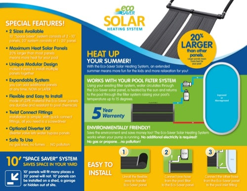 EcoSaver Solar Heater Panels ES10SP-1 at Sunplay